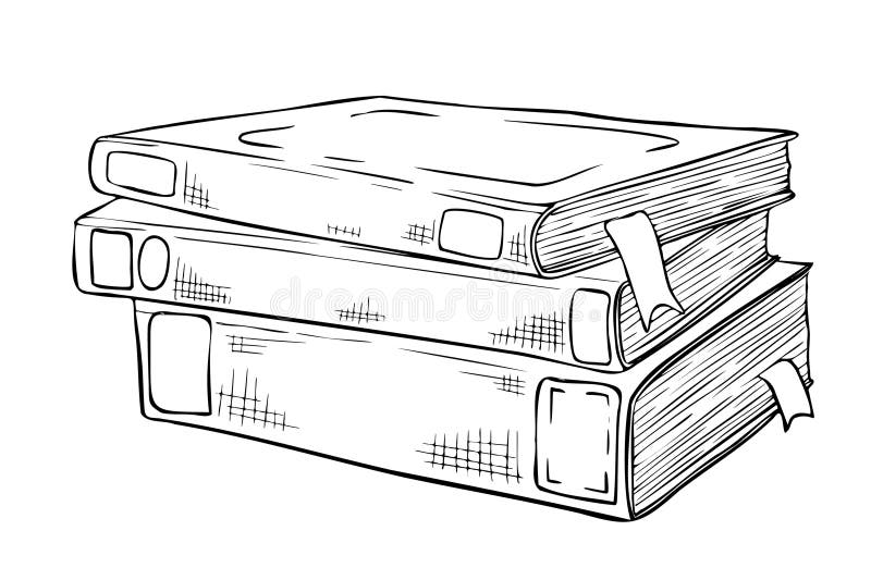 Stack of Books Vector Illustration. Drawing of School Textbook and ...