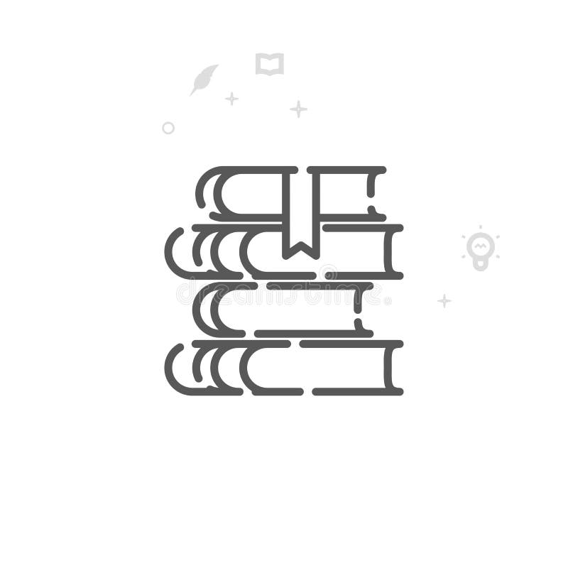 Stack of Books Vector Line Icon, Symbol, Pictogram, Sign. Light ...