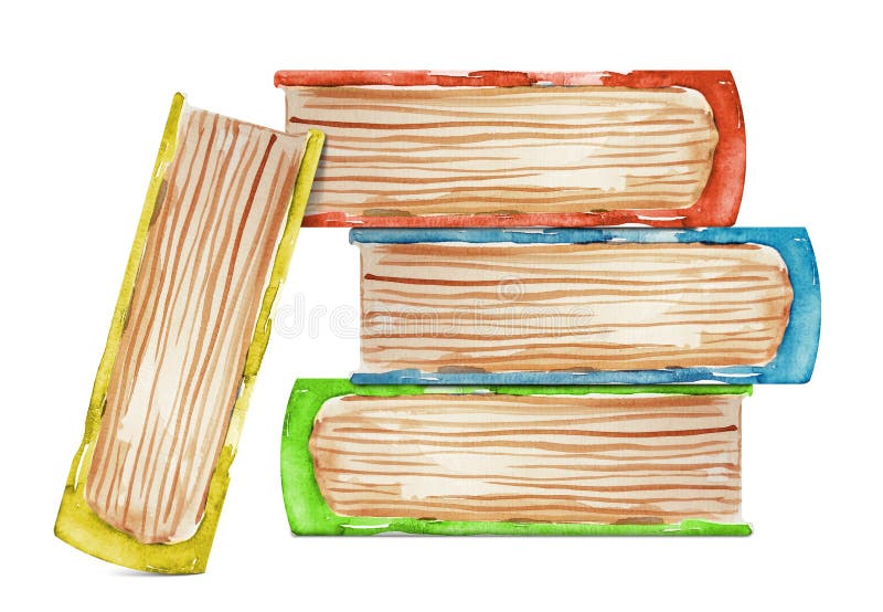 Stack of Books Watercolor Illustration Collage Stock Illustration ...