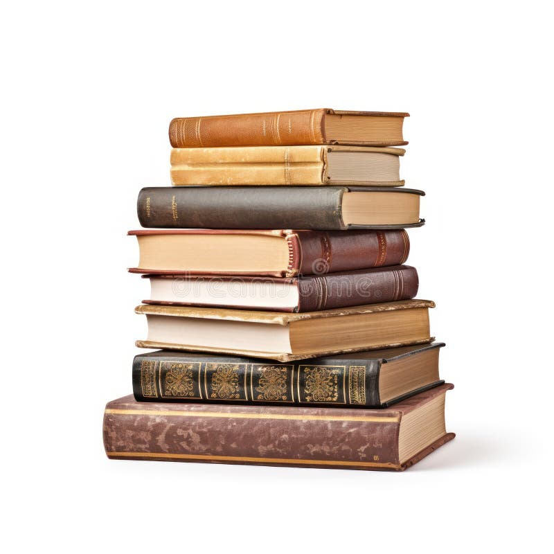 Stack of Books on White Background AI Generated Stock Illustration ...