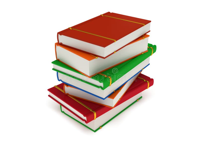 Stack of Books on White Background. 3d Render Stock Illustration ...