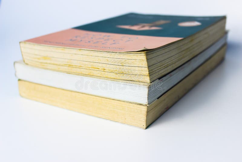 Stack of Books on a White Background Stock Image - Image of information ...
