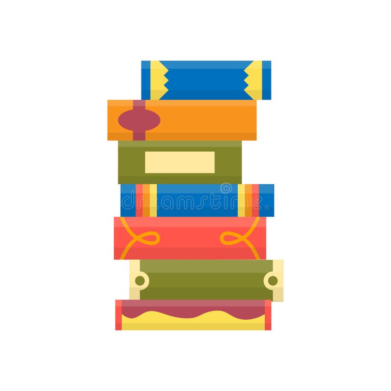 Stack of Books on a White Background. Pile of Books Vector Illustration ...