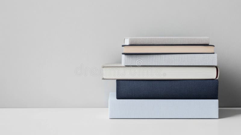 Stack of Books on White Surface Stock Illustration - Illustration of ...