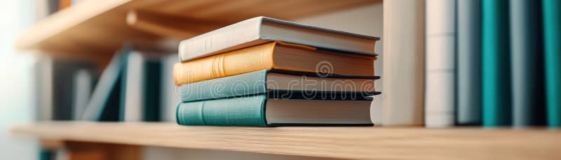 Stack of Books on a Wooden Shelf in a Classroom, Education, Knowledge ...