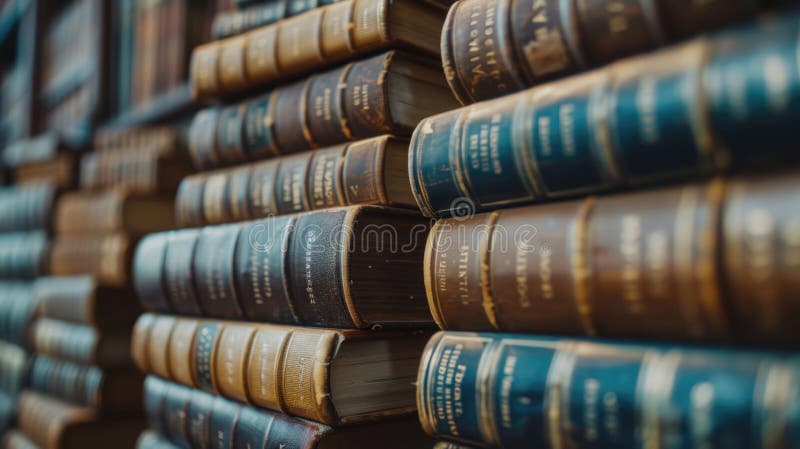 A Stack of Books on a Wooden Shelf, Ideal for Educational and Library ...
