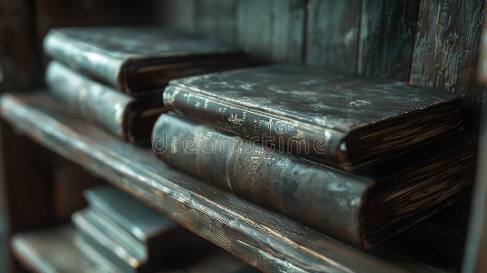 A Stack of Books on a Wooden Shelf, Perfect for Educational or Library Concepts Stock Photo ...