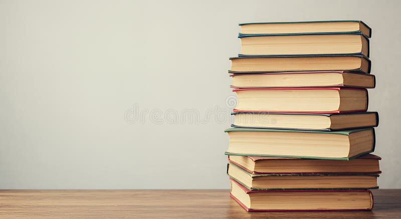 Stack of Books on Wooden Table for Education and Knowledge Stock ...
