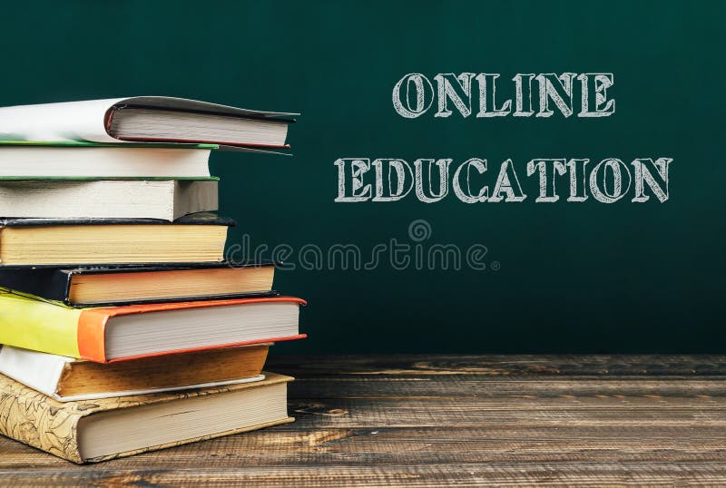 A Stack of Books with the Word Online Education Written on Top Stock ...