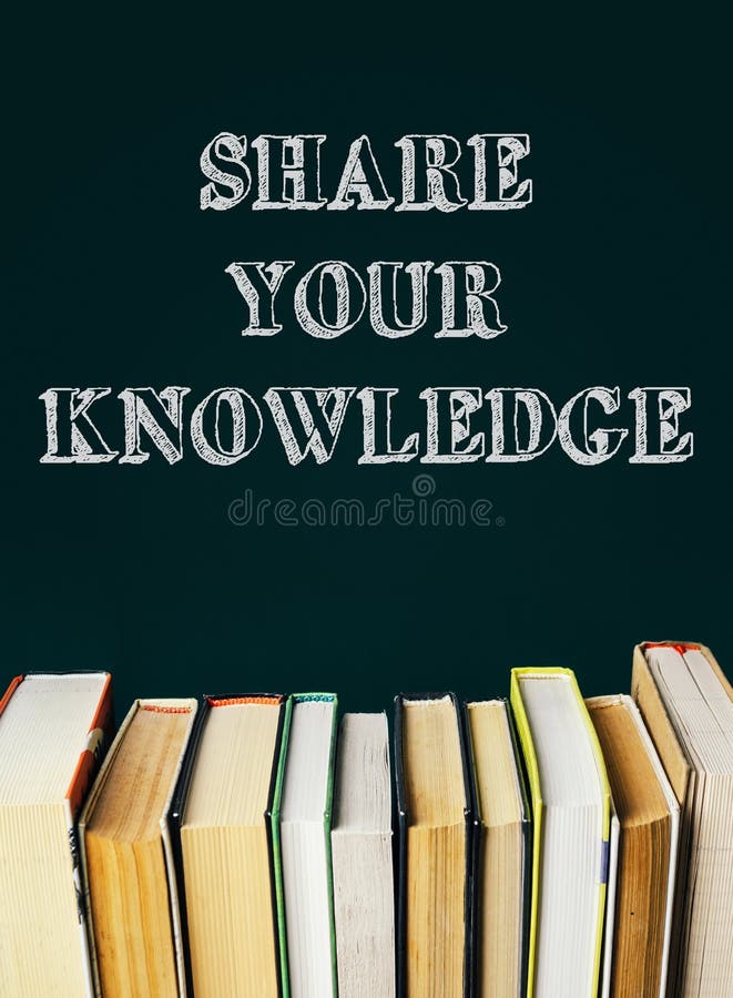 A Stack of Books with the Words Share Your Knowledge Written Above Them ...