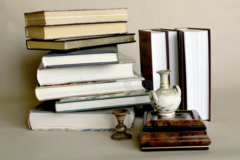 Stack of Books in the Workplace Stock Photo - Image of instruct ...