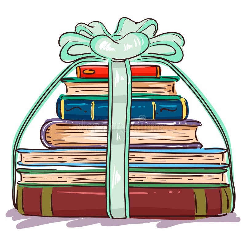 Stack of Books Wrapped with Riboon Stock Vector - Illustration of ...