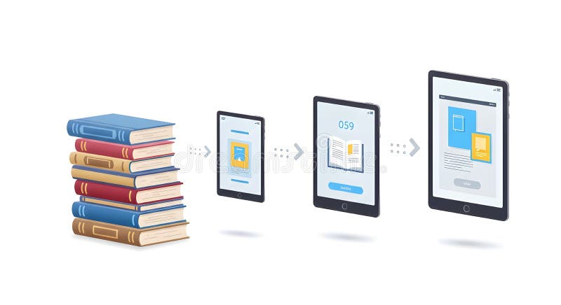 AI Generated Image. a Stack of Bound Books Morphing into Digital ...