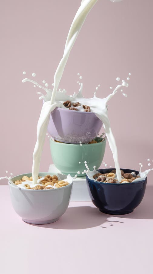 Stack of Bowls with Milk Pouring Out of Them Stock Illustration ...