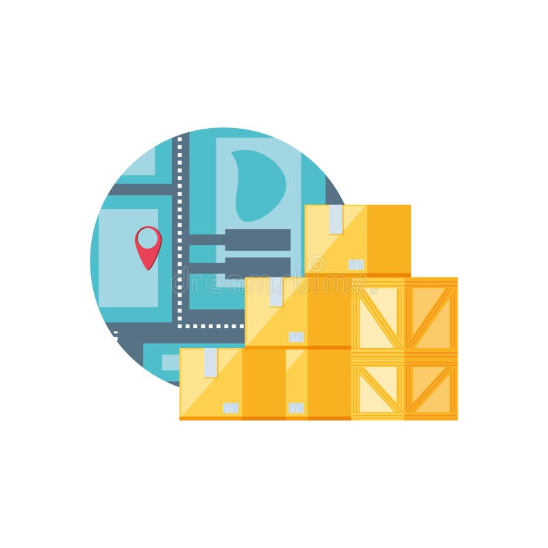 Box carton with map guide stock vector. Illustration of package - 140504188