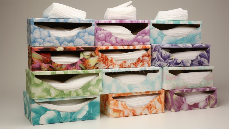 Stack box of tissues stock illustration. Illustration of design - 374001536