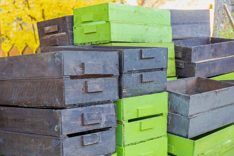 Stack Boxes Crates stock photo. Image of green, norway - 159520256
