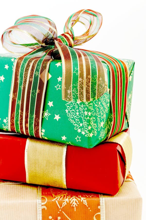 Stack of Boxes with Gifts Close Up Stock Image - Image of container ...