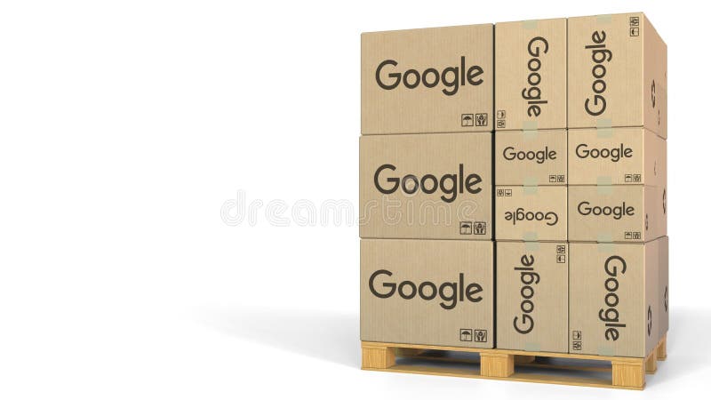 Stack of Boxes with Google Logo. Editorial 3D Rendering Editorial Stock ...