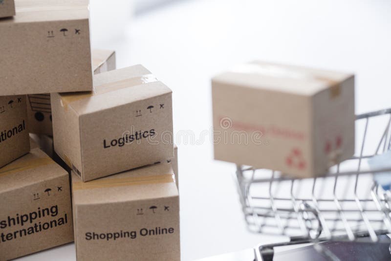 Stack Boxes on Laptop for Customer Can Buy from Electronic Internet ...