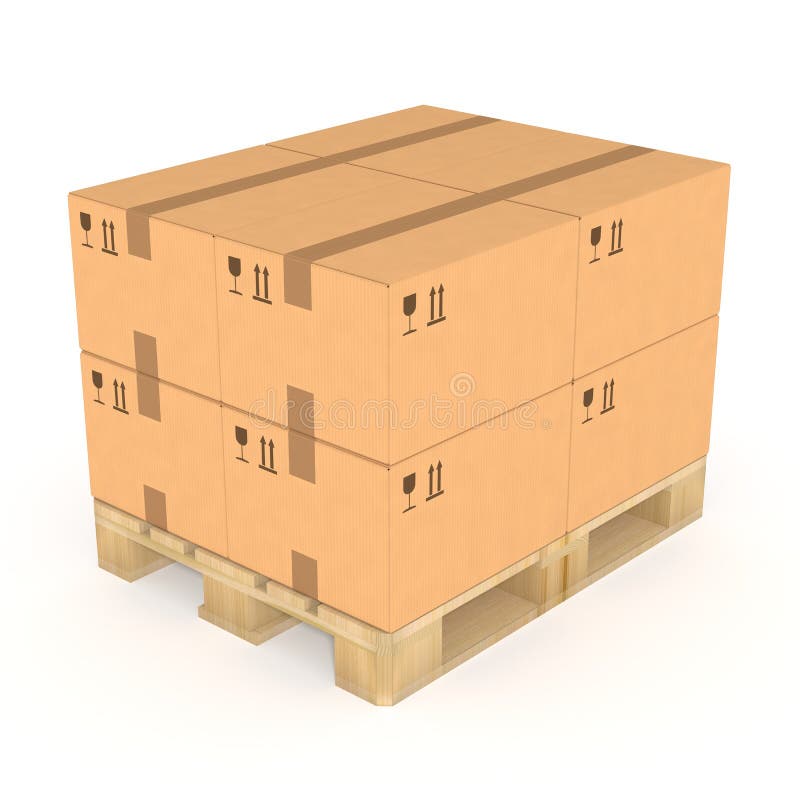 Stack of boxes on a pallet stock illustration. Illustration of logistic ...