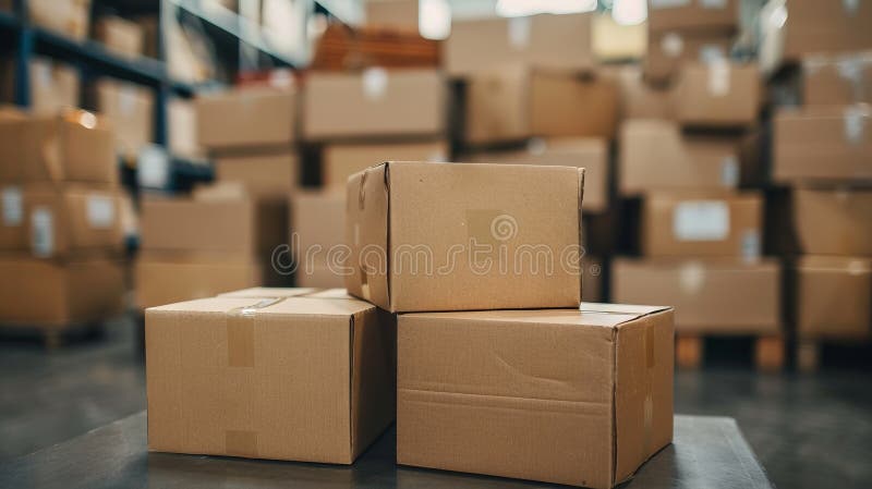 A Stack of Boxes in a Warehouse Stock Photo - Image of boxes, stack ...