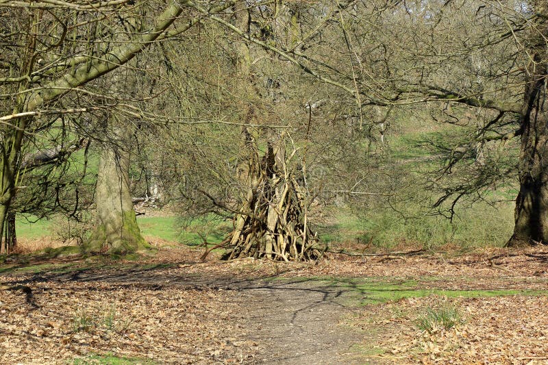 Branches Made into a Hideaway in the Woodland Landscape Stock Photo ...