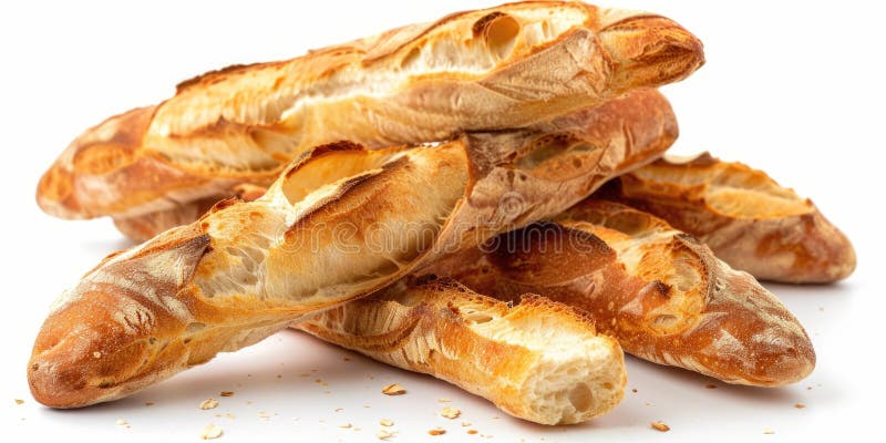 A Stack of Bread Loaves with a Few Crumbs on the Bottom Stock Photo ...