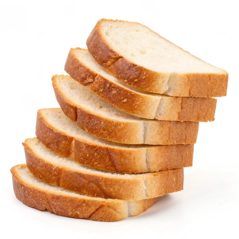 Stack of Bread Slices Isolated on White Background Stock Illustration - Illustration of grains ...