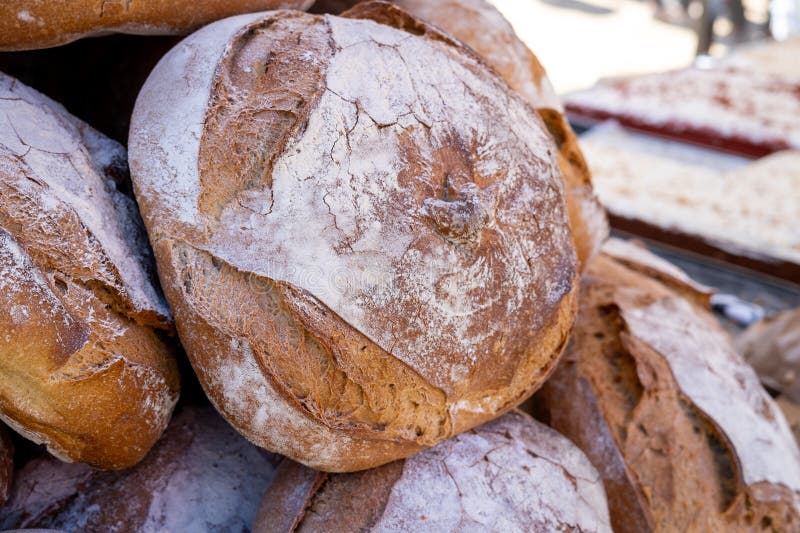 A Stack of Bread with a White Crust. the Bread is Piled on Top of Each ...