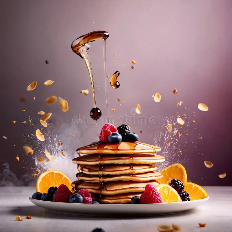 Stack of Breakfast Pancakes, Traditional Breakfast Meal, Dynamic Food ...