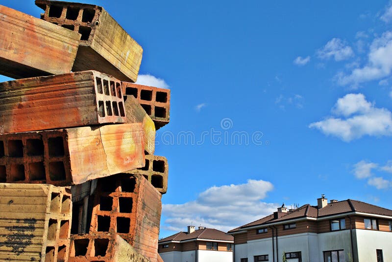 Stack of bricks stock photo. Image of clay, hard, natural - 91690846