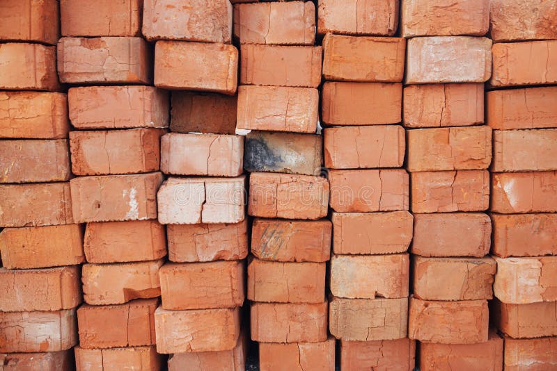 Stack of Bricks Close Up. Process of House Building and Building ...