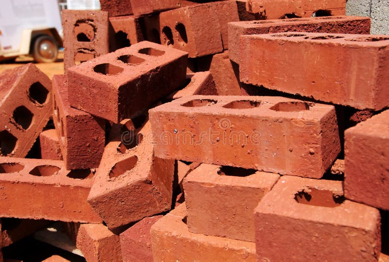 Stack of Bricks at Construction Site Stock Photo - Image of stacked ...