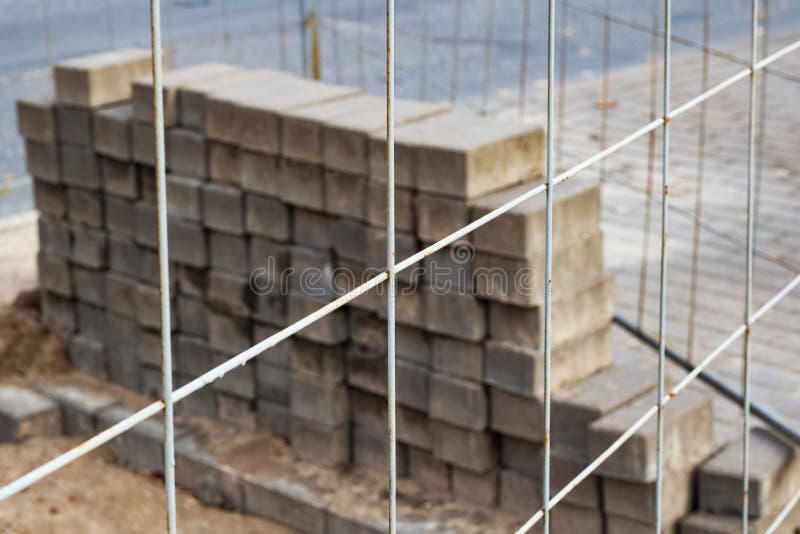Stack of Bricks at a Construction Site Closeup Stock Photo - Image of ...