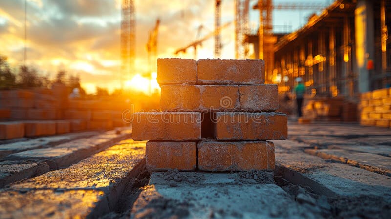 A Stack of Bricks is on a Construction Site Stock Image - Image of ...