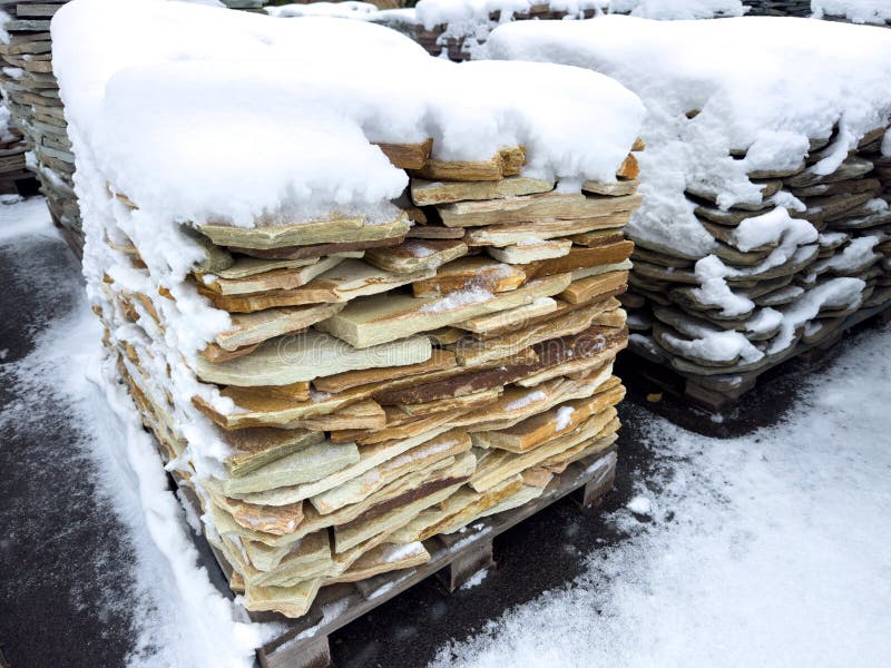 A Stack of Bricks Covered in Snow Stock Photo - Image of energy, rural ...