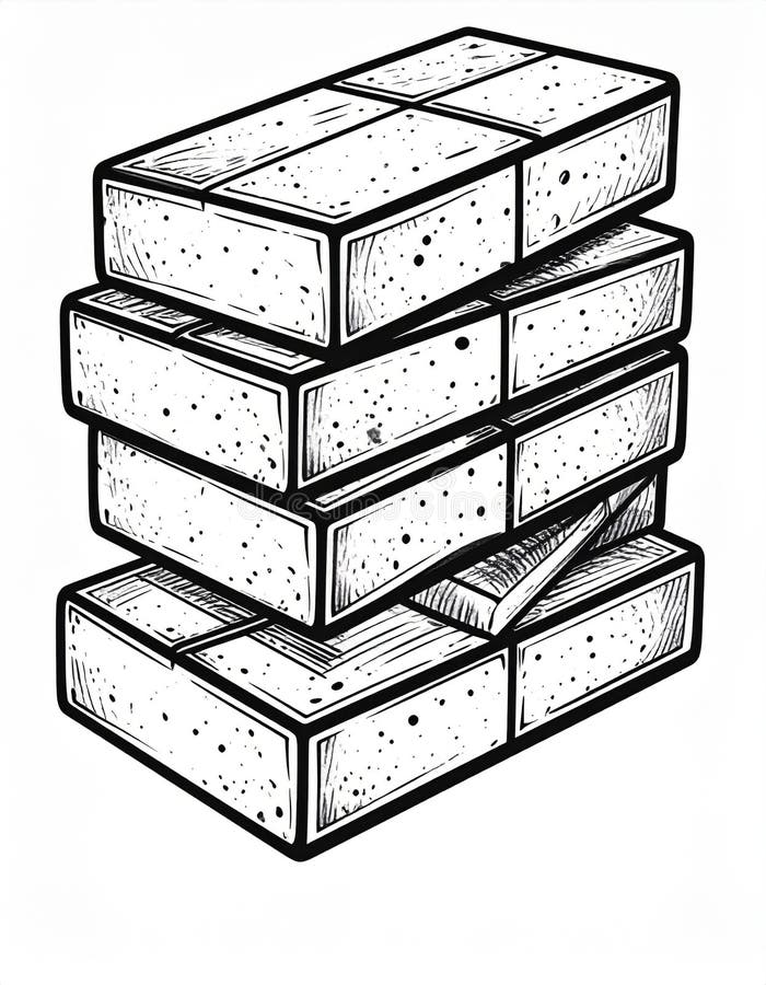 Stack of Bricks Illustration Black and White Stock Illustration ...