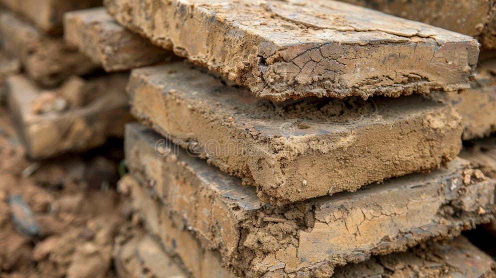 A Stack of Bricks Made from Compressed Earth Proving that Local and ...
