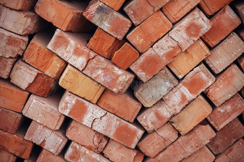 Stack of Bricks Masonry Close Up. Process of House Building and ...