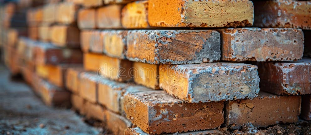 Stack of Bricks Next To Each Other Stock Photo - Image of cement ...