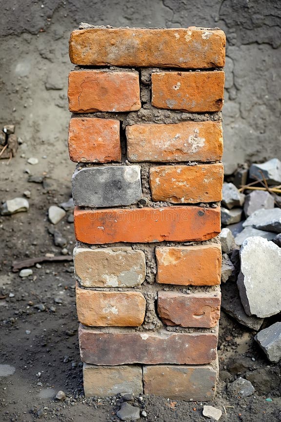 A Stack of Bricks Sitting on Top of a Pile of Rubble Stock Photo ...