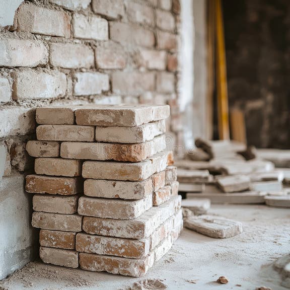 Stack of Bricks at an Unfinished Construction Site. Stock Photo - Image ...