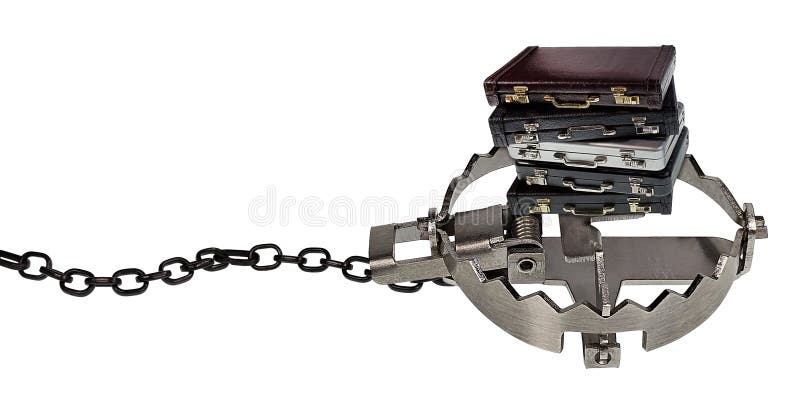 Stack of Briefcases in a Metal Bear Trap Stock Photo - Image of bears, trap: 381692652
