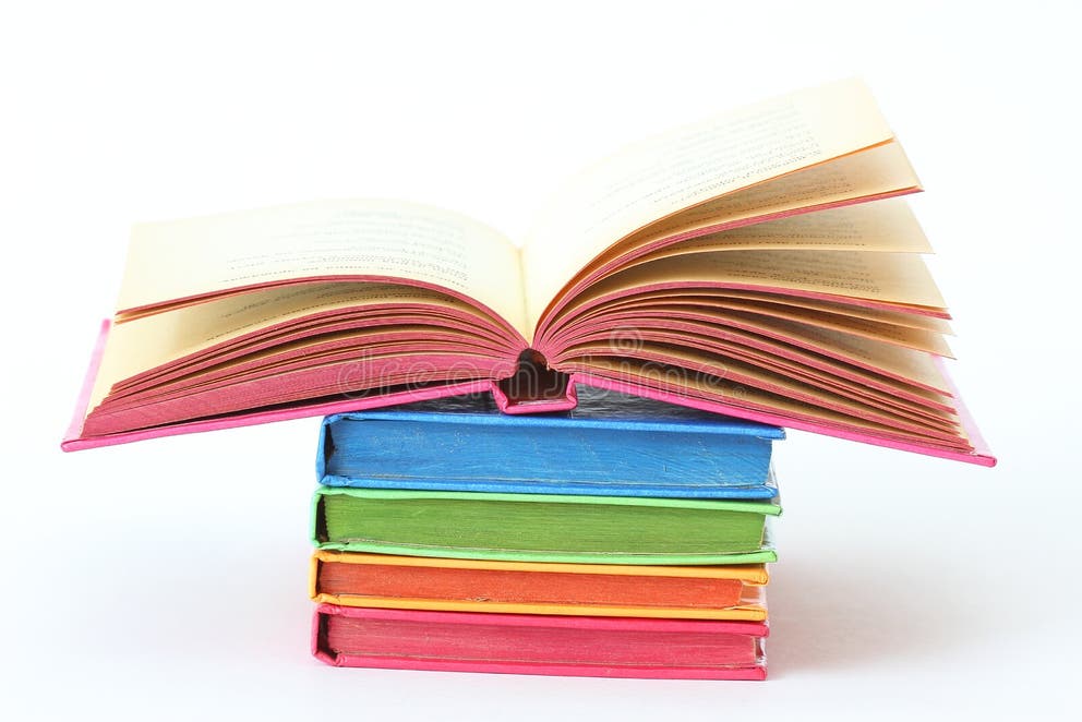 Stack of bright books stock image. Image of collection - 26288617