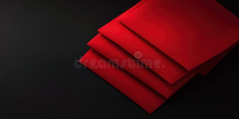 Stack of Bright Red Envelopes on Black Background Stock Illustration ...