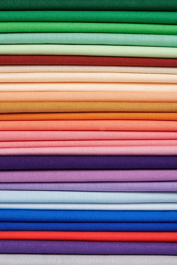 Stack of Bright Self-colored Cotton Fabrics As a Background Image Stock ...