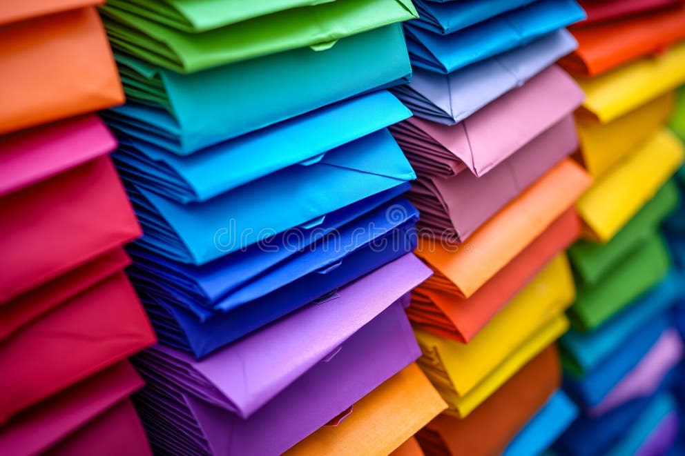 A Stack of Brightly Colored Envelopes Stacked on Top of Each Other ...