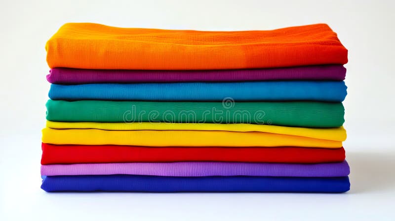 A Stack of Brightly Colored Shirts on a White Surface Stock Image ...