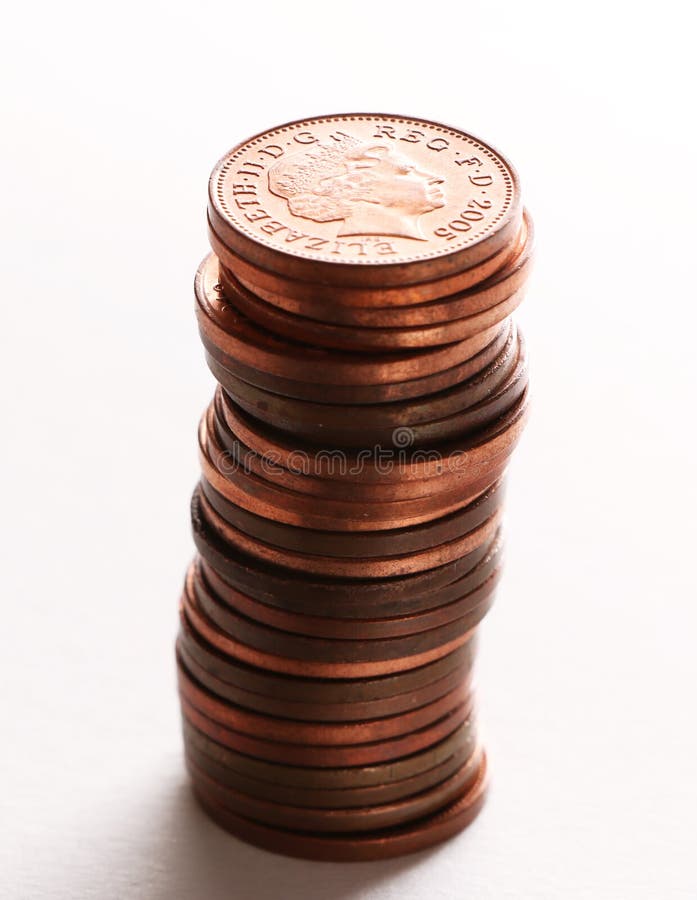 Stack of British Pennies stock image. Image of british - 42386533